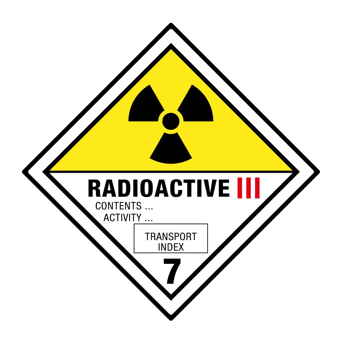 Gefahrgutetikett Gefahrzettel Kl. 7C, 100x100mm | BOXLAB Services